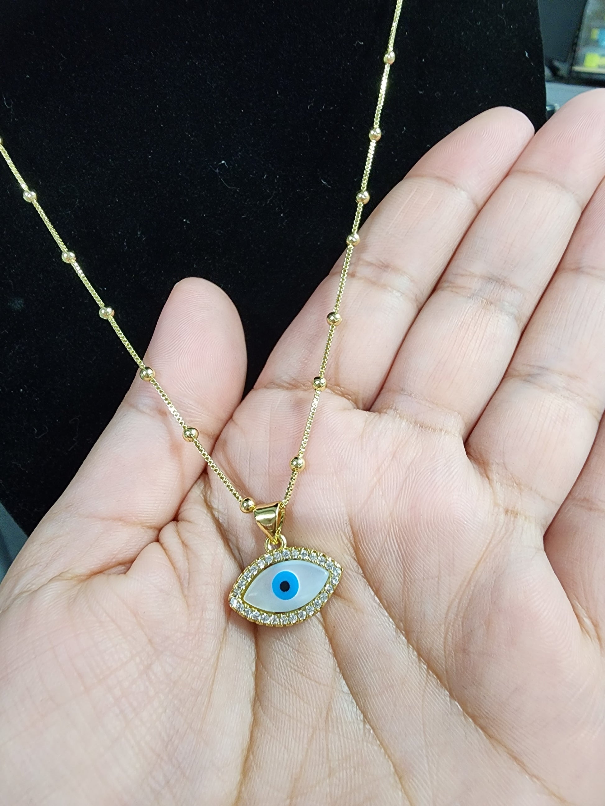Gold plated evil eye chain – SimmyDesigns