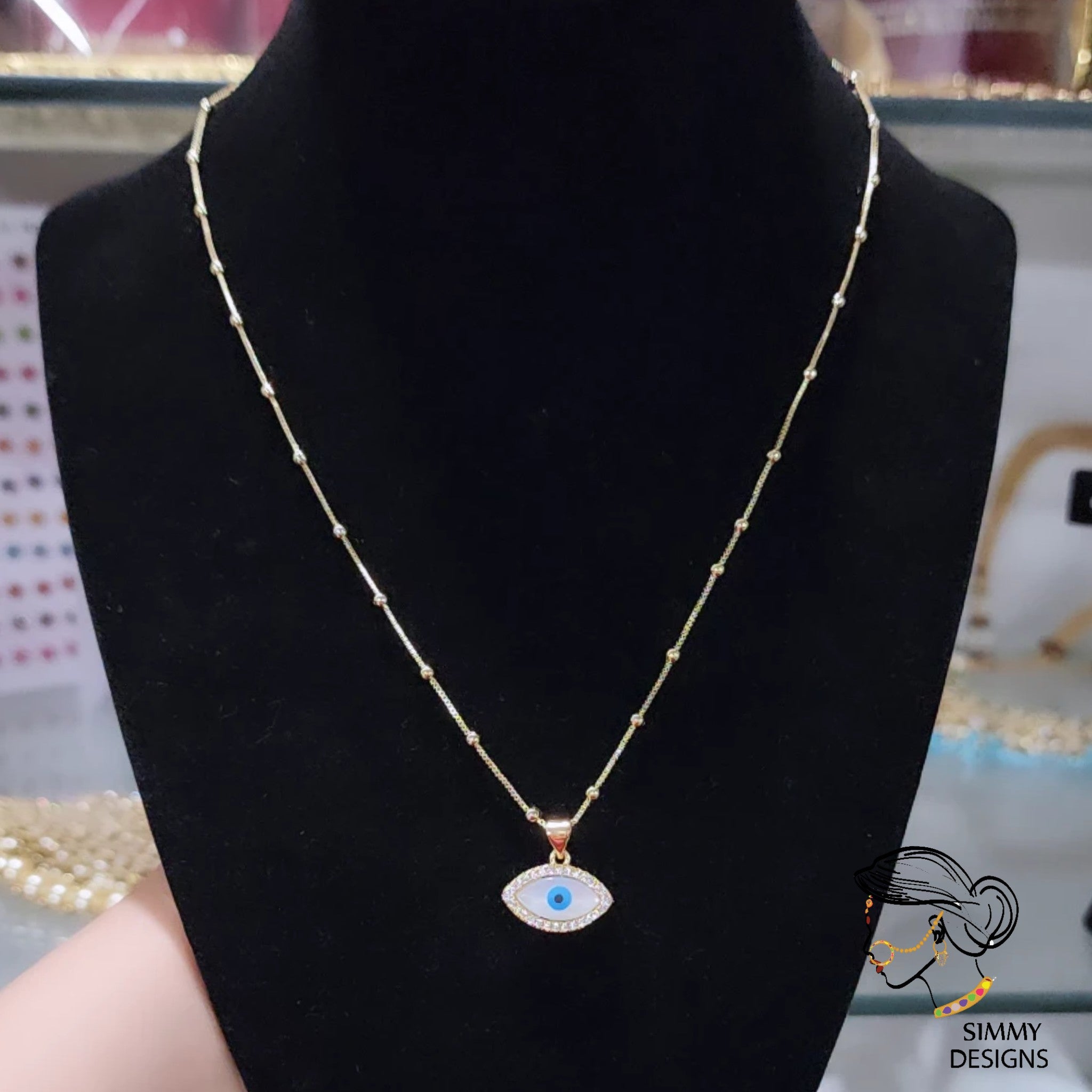 Gold plated evil eye chain – SimmyDesigns
